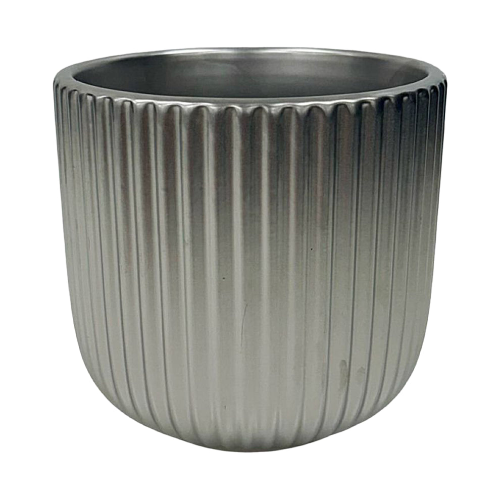 Eden 12cm Silver Ceramic Fluted Pot
