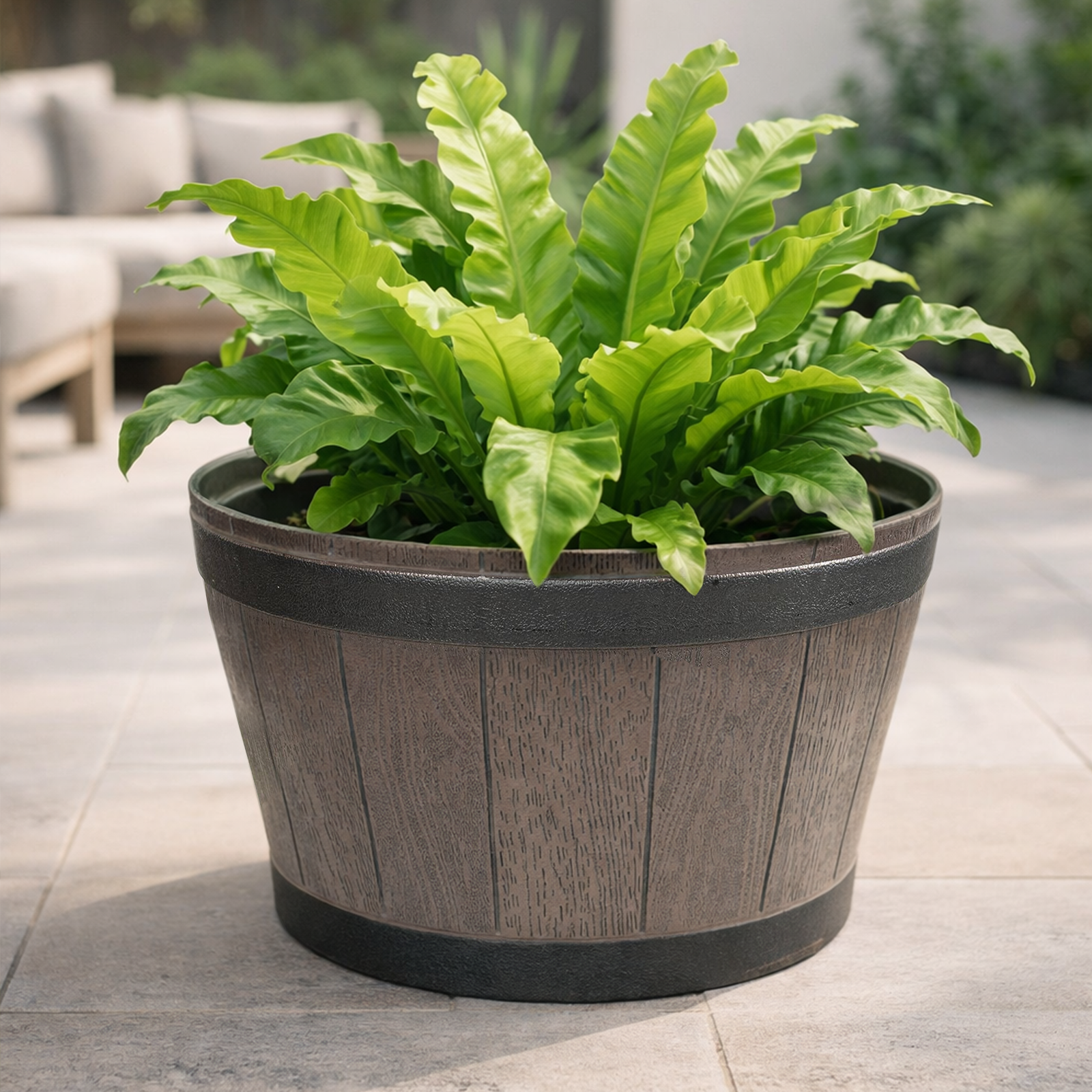 Eden 35 x 21cm Resin Whiskey Barrel Planter